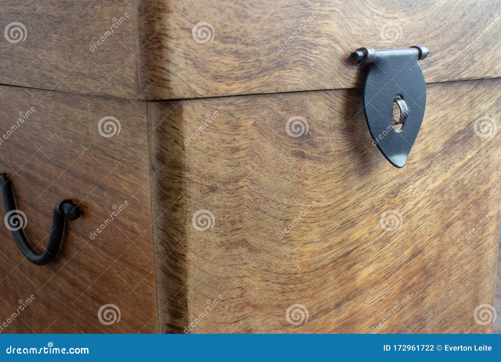 Old Wooden Locking Box Showing the Lock and the Handle Stock Photo ...