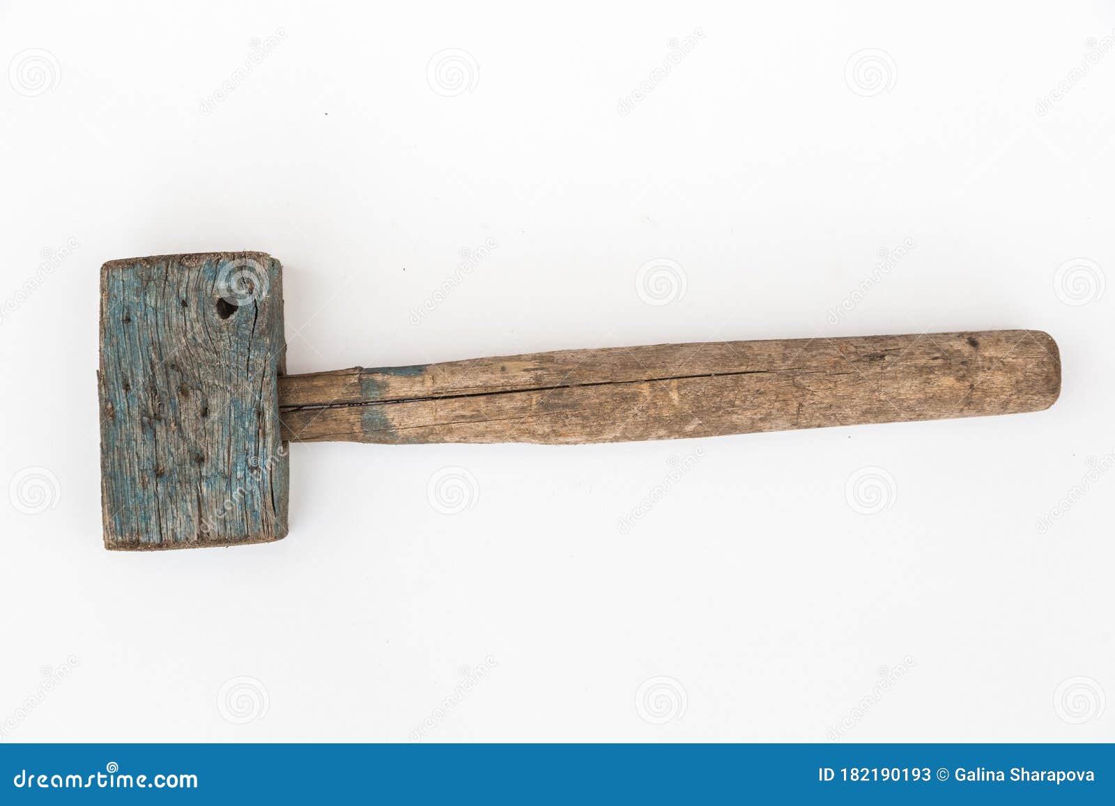 Old Wooden Mallet on a White Background Stock Image - Image of ...