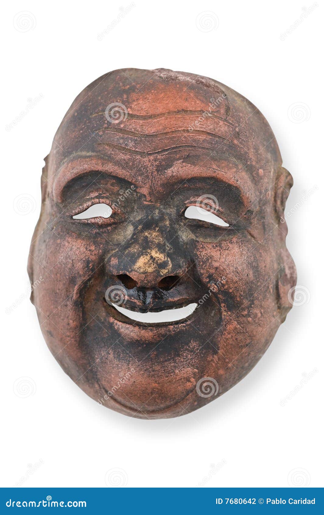 Old Wooden Mask Isolated on White. Stock Photo - Image of background ...