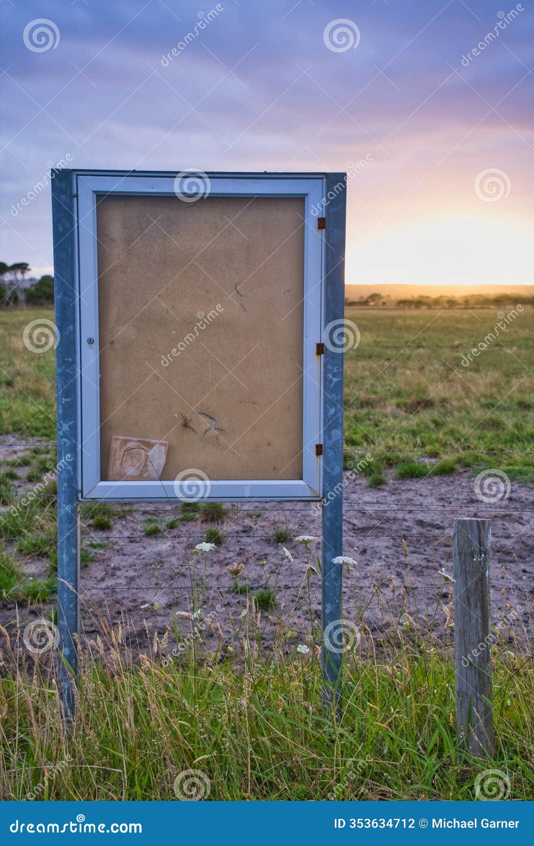 Old Wooden Notice Board in a Field Stock Photo - Image of sign, frame ...