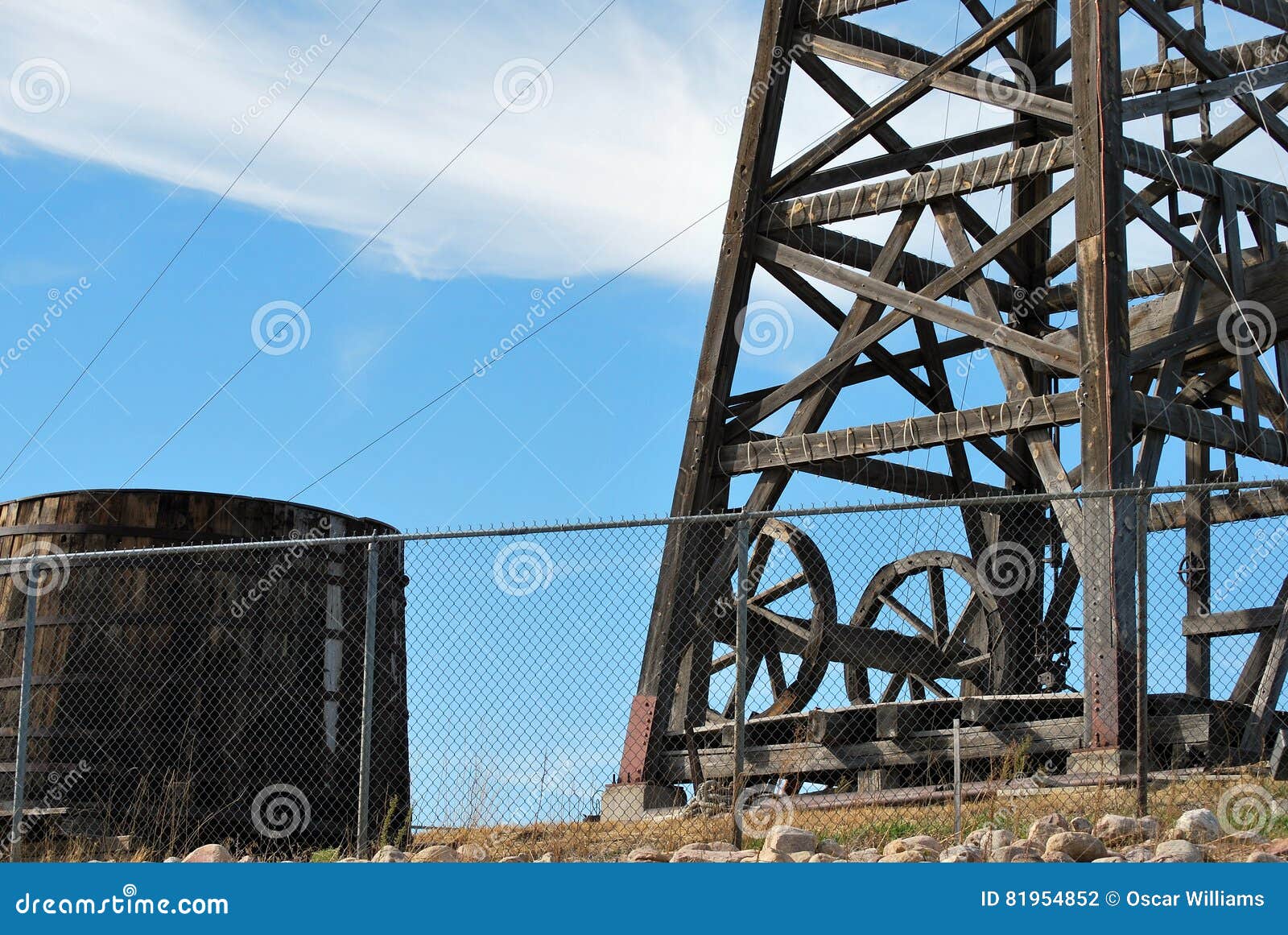 Old wooden oil rig. stock photo. Image of outdoors, exploration - 81954852