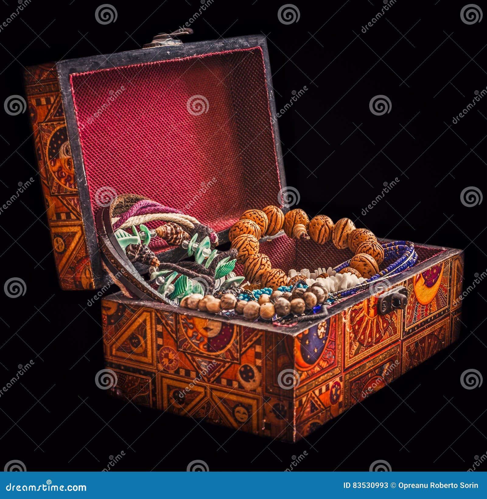 Old wooden open chest stock image. Image of carved, casket - 83530993