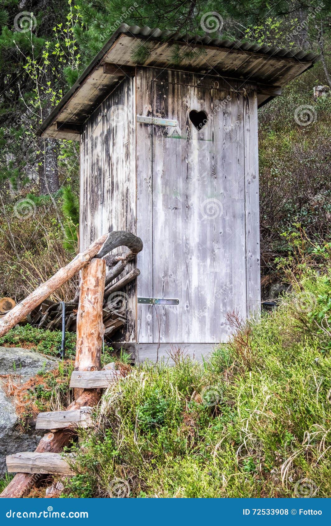 Old wooden outhouse stock photo. Image of door, forest - 72533908