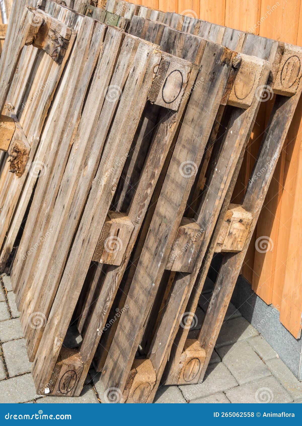 Old Wooden Pallets in Logistics Stock Photo - Image of empty, cargo ...