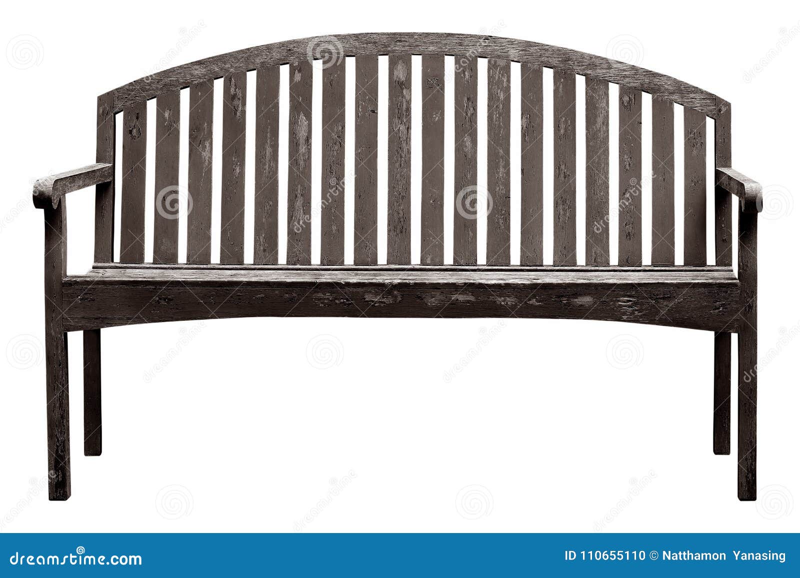 Old Wooden Park Bench Isolated on White Background. Stock Photo - Image ...