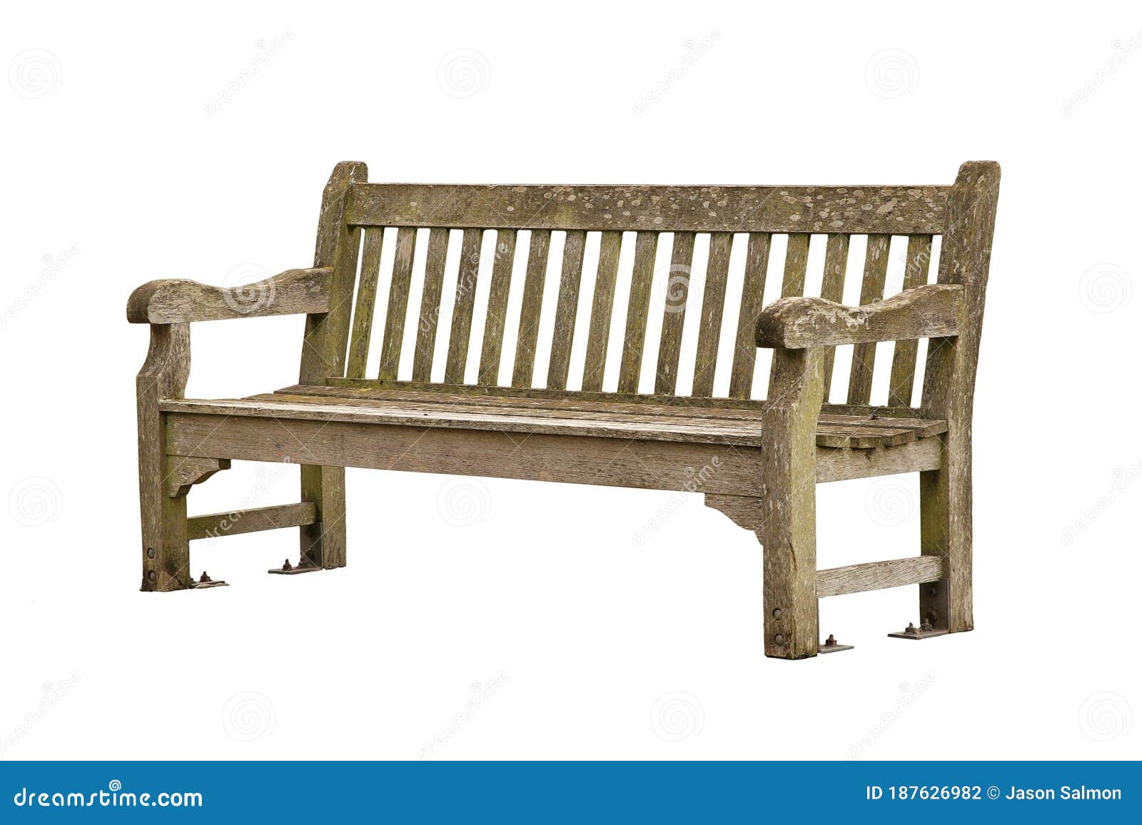 Old wooden park bench stock photo. Image of outdoor - 187626982