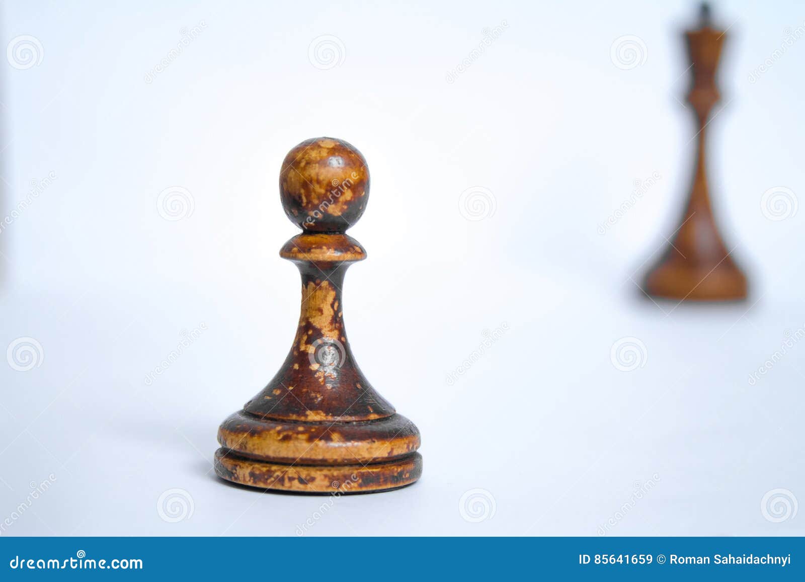 Old Wooden Pawn on a White Background Stock Image - Image of checked ...