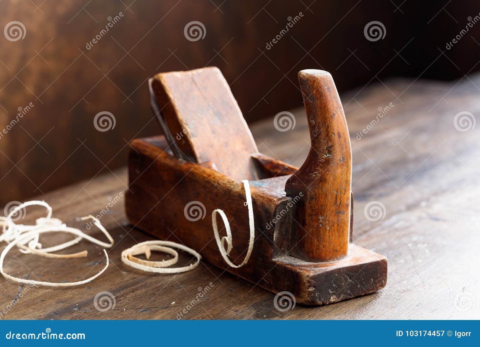 Old wooden planer . stock image. Image of instrument - 103174457