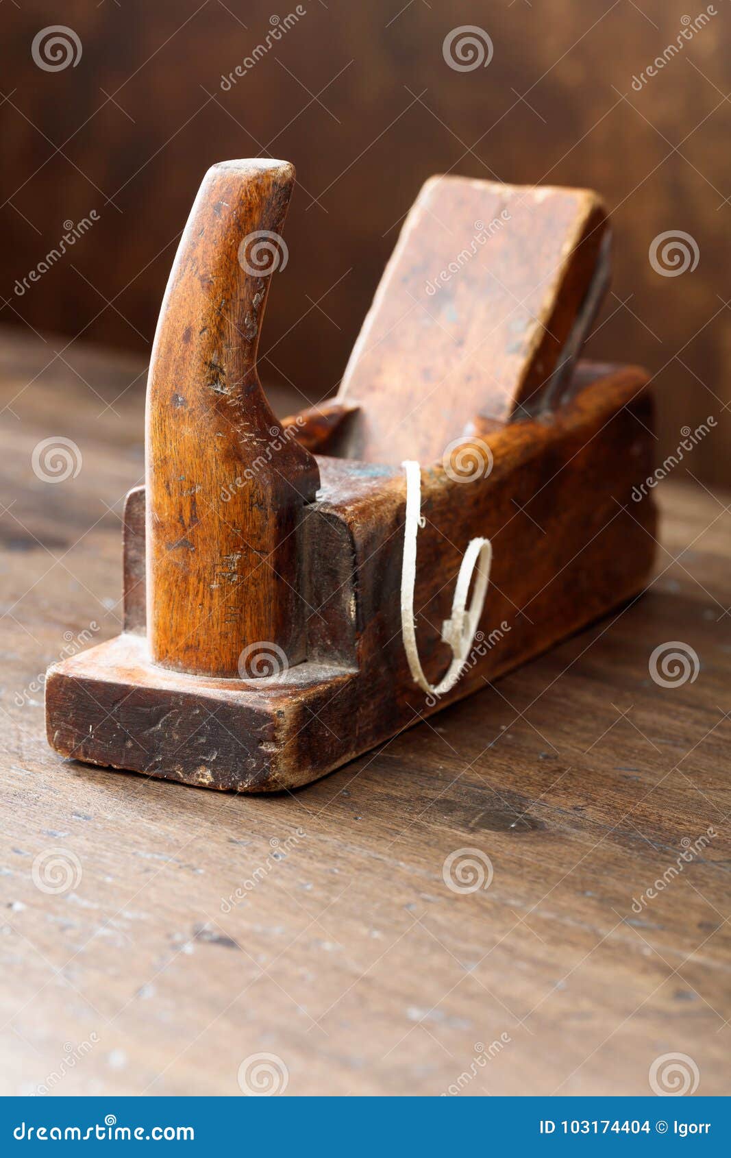 Old wooden planer . stock photo. Image of carpentry - 103174404