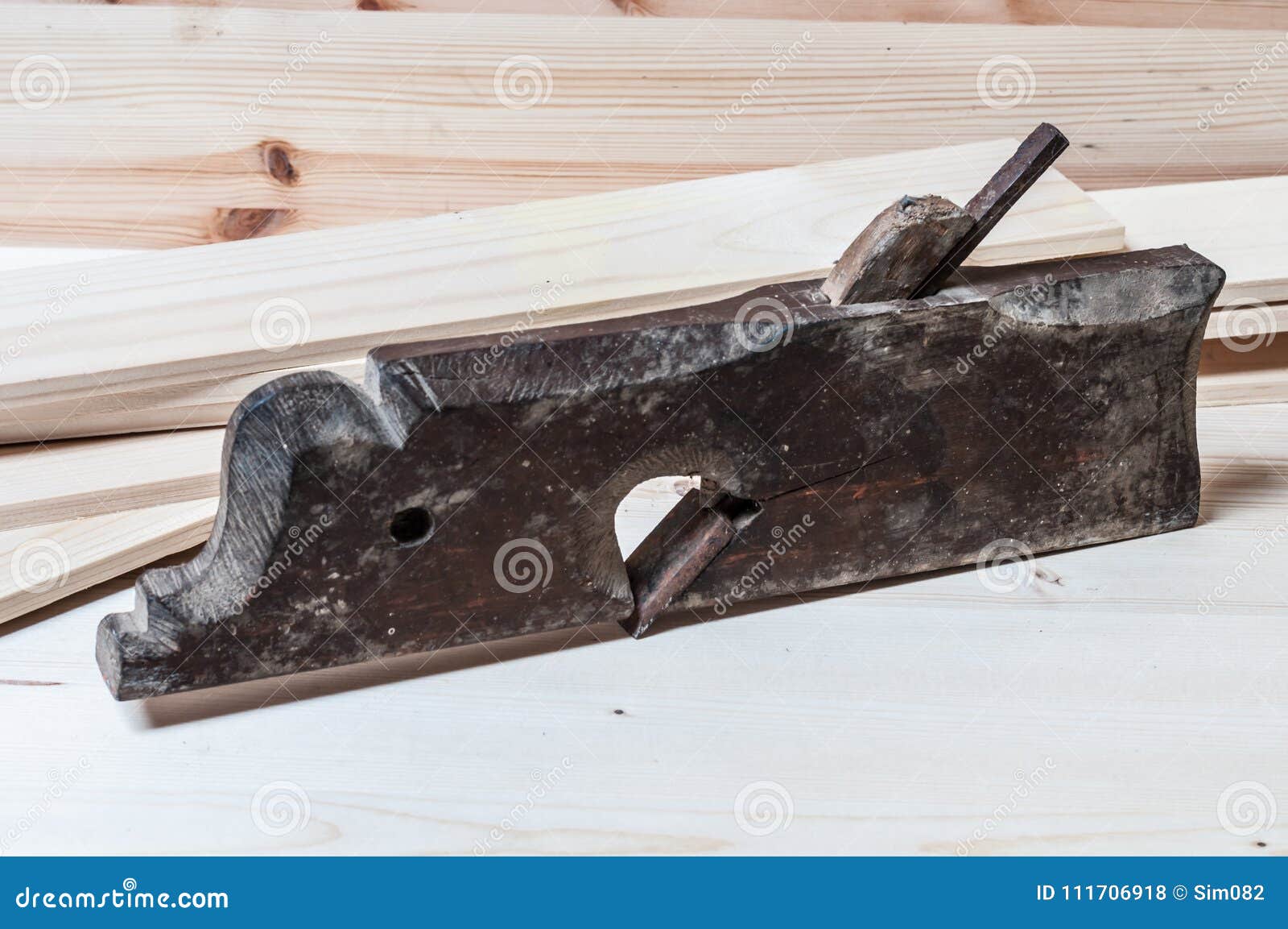 An Old Planer on a Wood Surface Stock Photo - Image of craftsman, tool ...