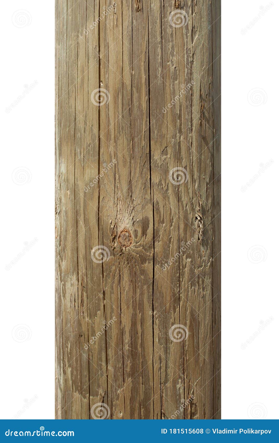 Old Wooden Post Isolated on White Stock Photo - Image of texture ...