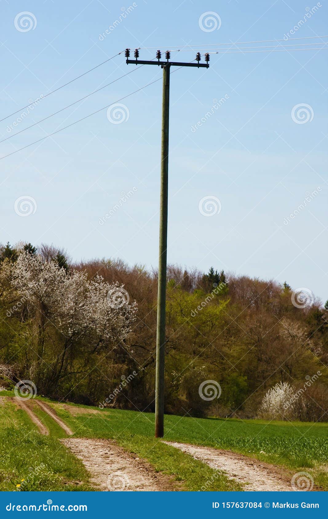 Wooden Power Utility Pole With Transformers And Cables. Royalty-Free ...