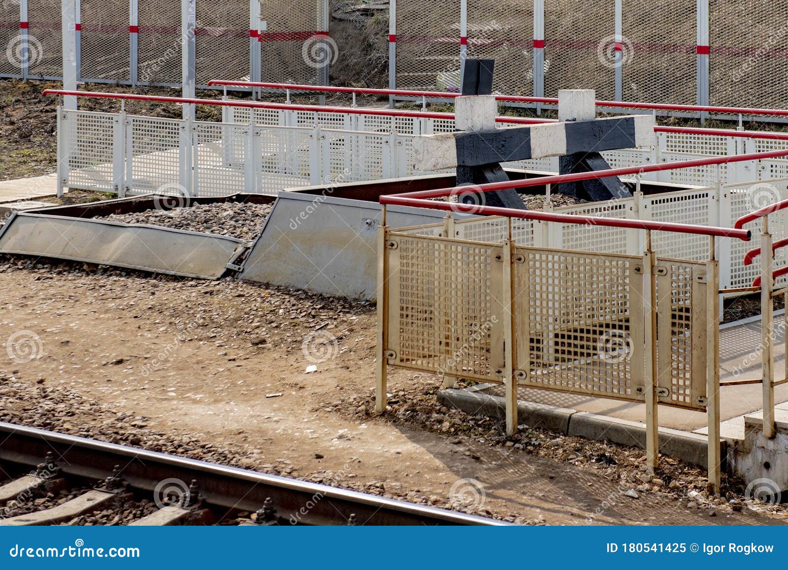 Railway Dead End At The Station For Sorting Wagons. Rail Transportation ...
