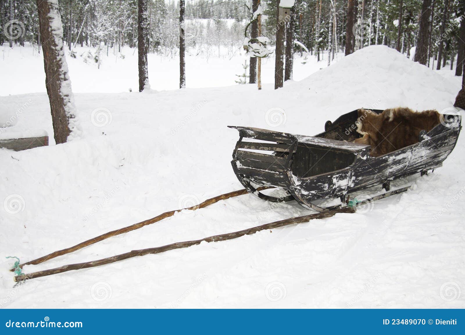 Old Wooden Reindeer Sleigh, Sweden Stock Photo - Image of freeze, north ...