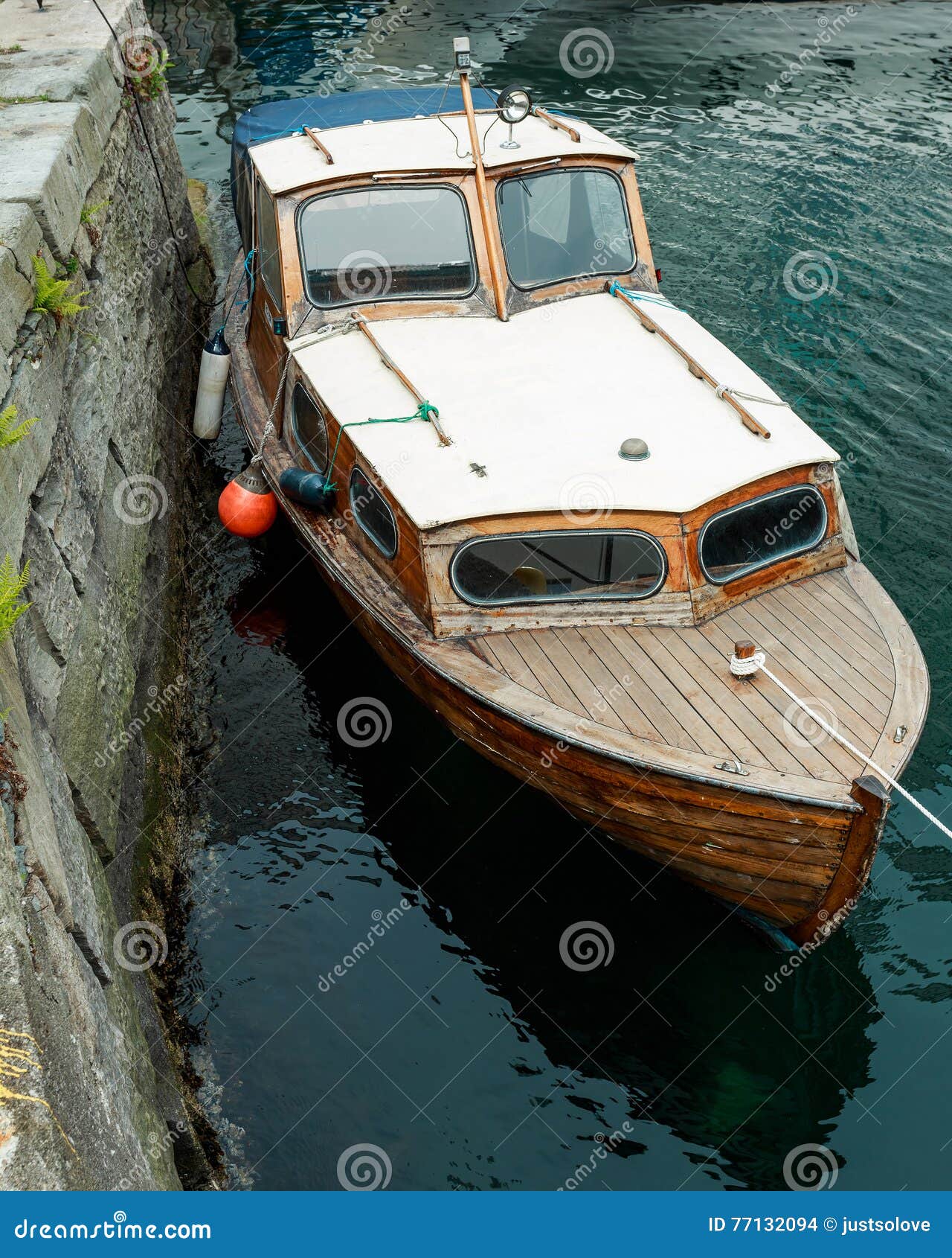 Old Wooden Row Boat on Water in Norway Stock Photo - Image of harbor ...