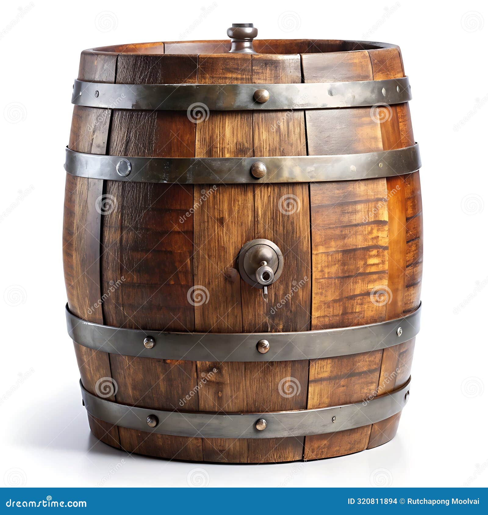 Old Wooden Rum Keg Isolated on White Background Stock Illustration ...