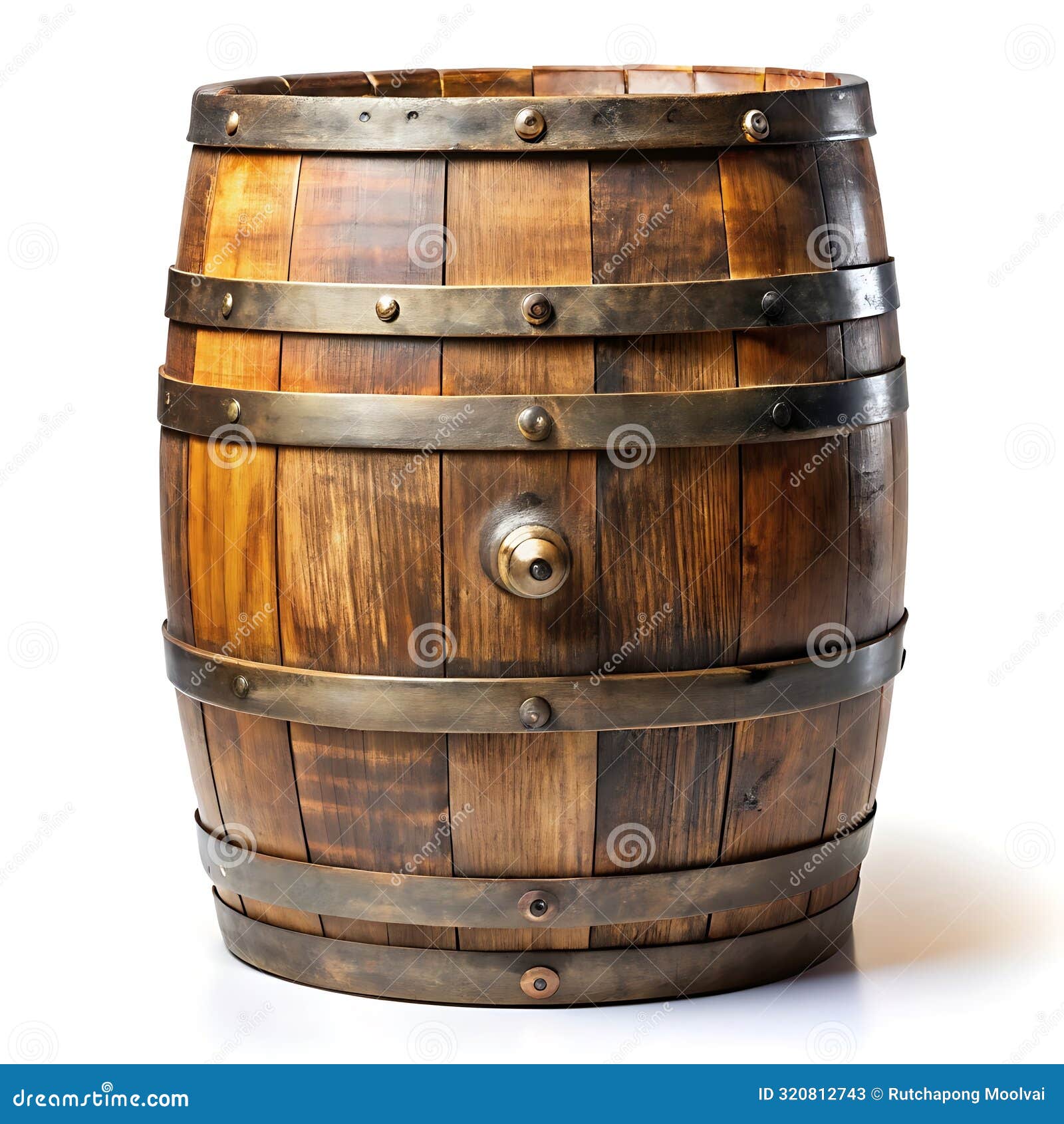 Old Wooden Rum Keg Isolated on White Background Stock Illustration ...