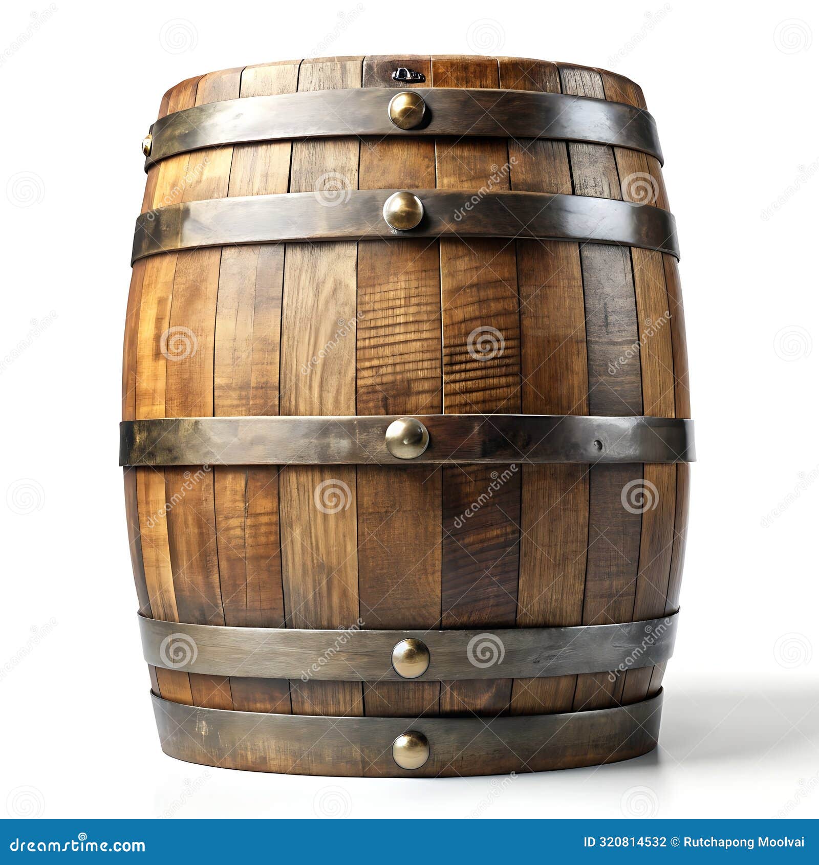 Old Wooden Rum Keg Isolated on White Background Stock Illustration ...