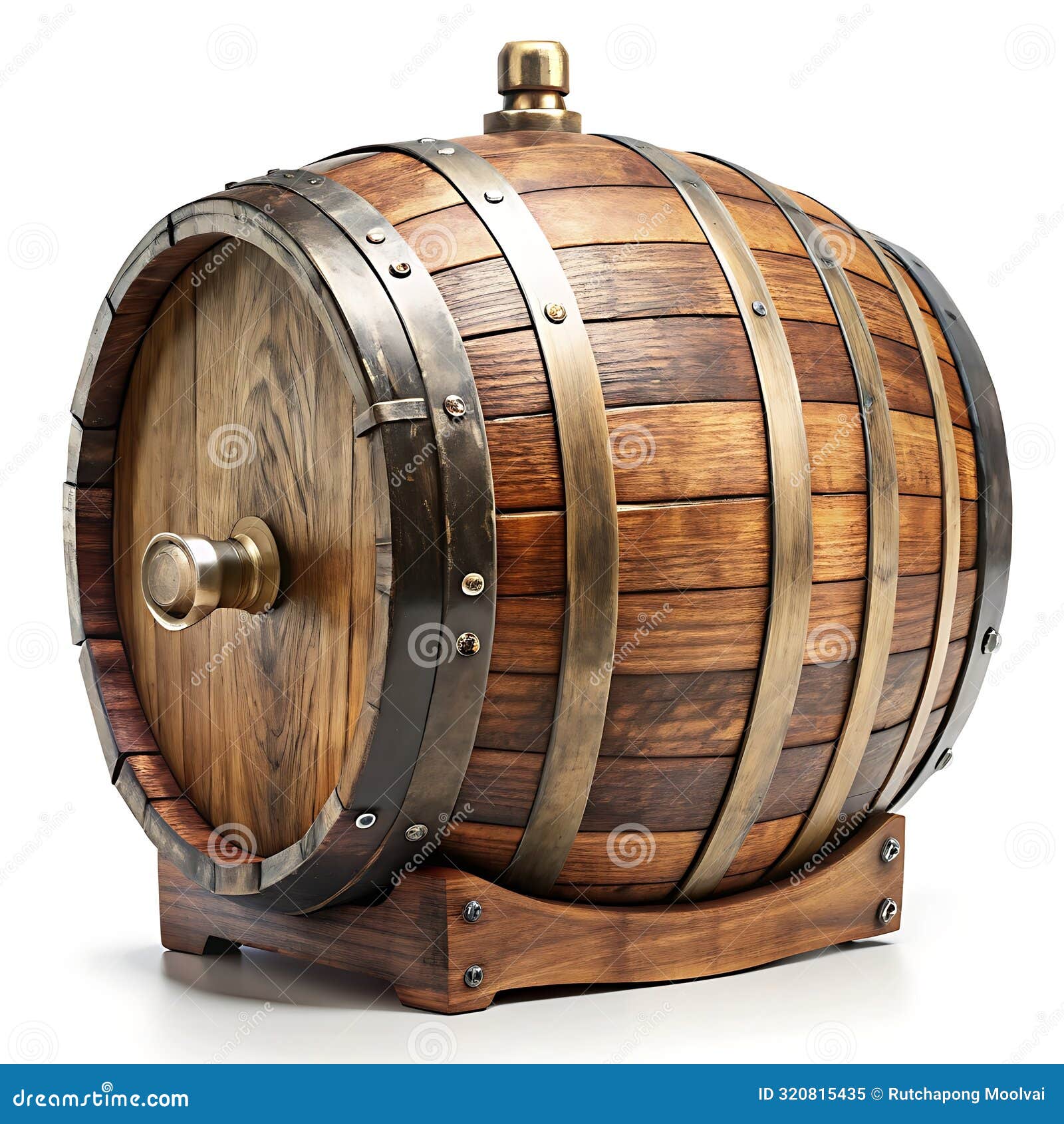 Old Wooden Rum Keg Isolated on White Background Stock Illustration ...