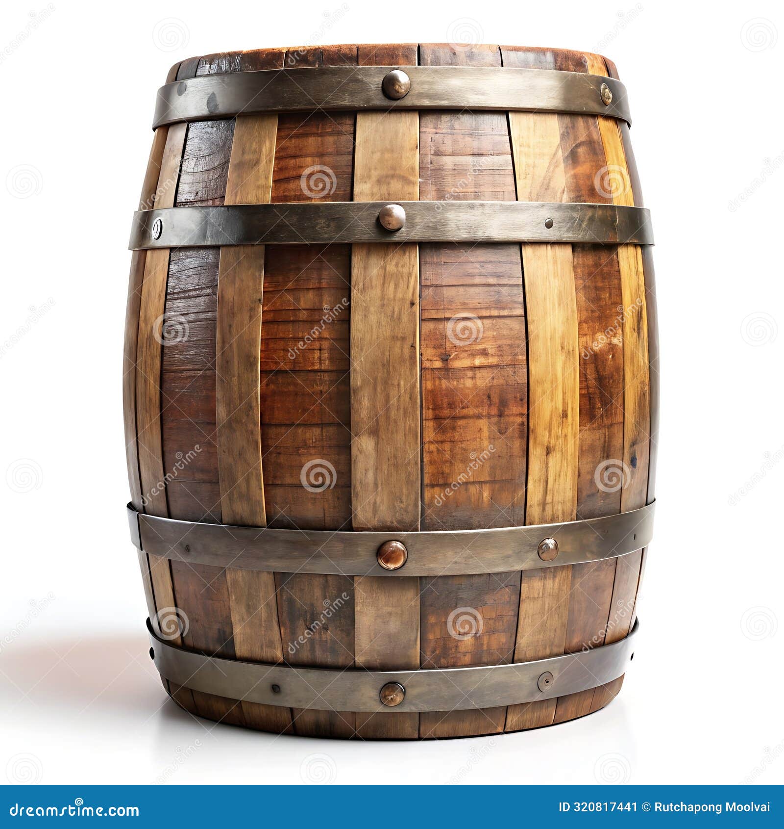 Old Wooden Rum Keg Isolated on White Background Stock Illustration ...