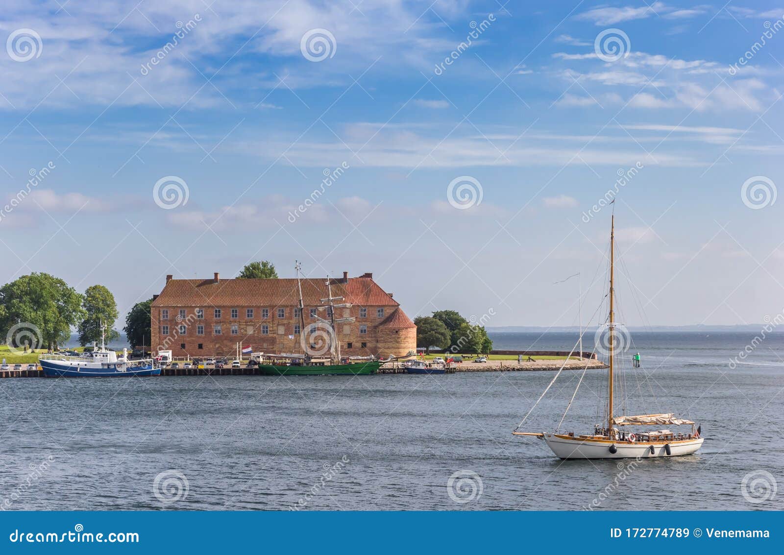 Old Wooden Sailing Ship in Front of the Castle in Sonderborg Stock ...