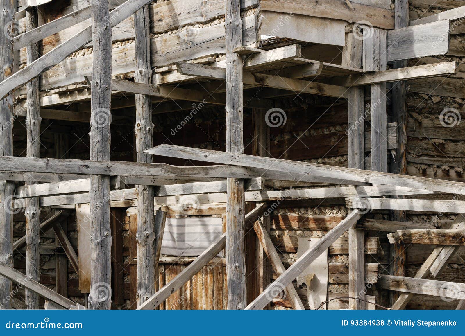 Old wooden scaffolding stock photo. Image of industry - 93384938