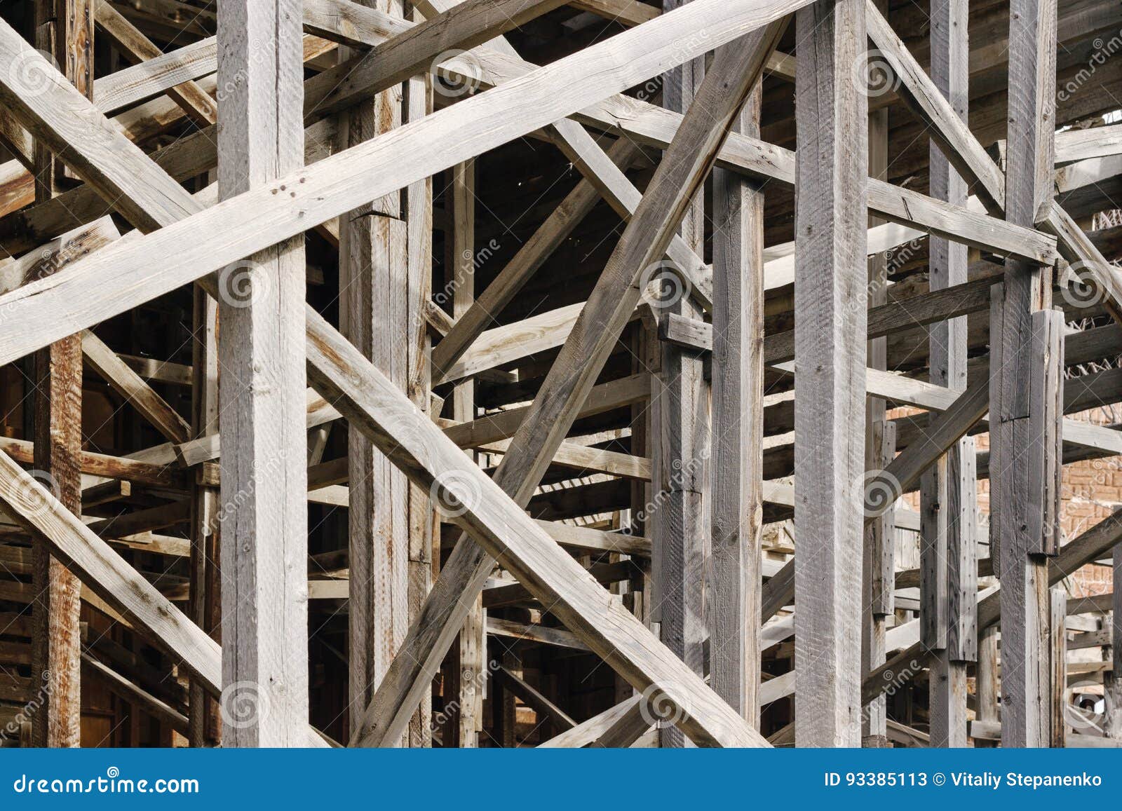 Old wooden scaffolding stock image. Image of retro, dirty - 93385113