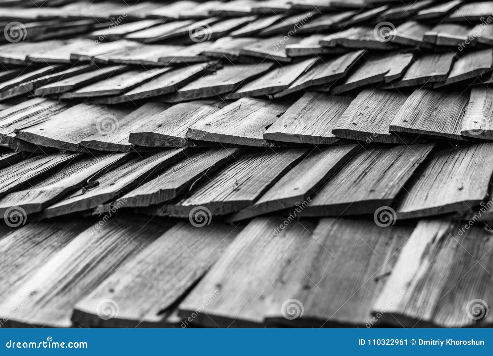 Old Wooden Shingles Roof, Black and White Texture Pattern Stock Image ...