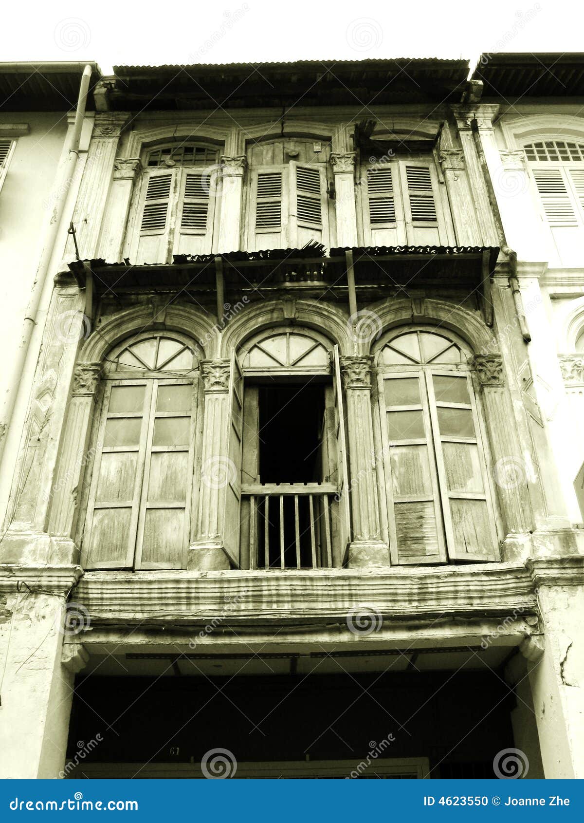 Old Wooden Shophouse Windows Stock Photo - Image of aged, building: 4623550