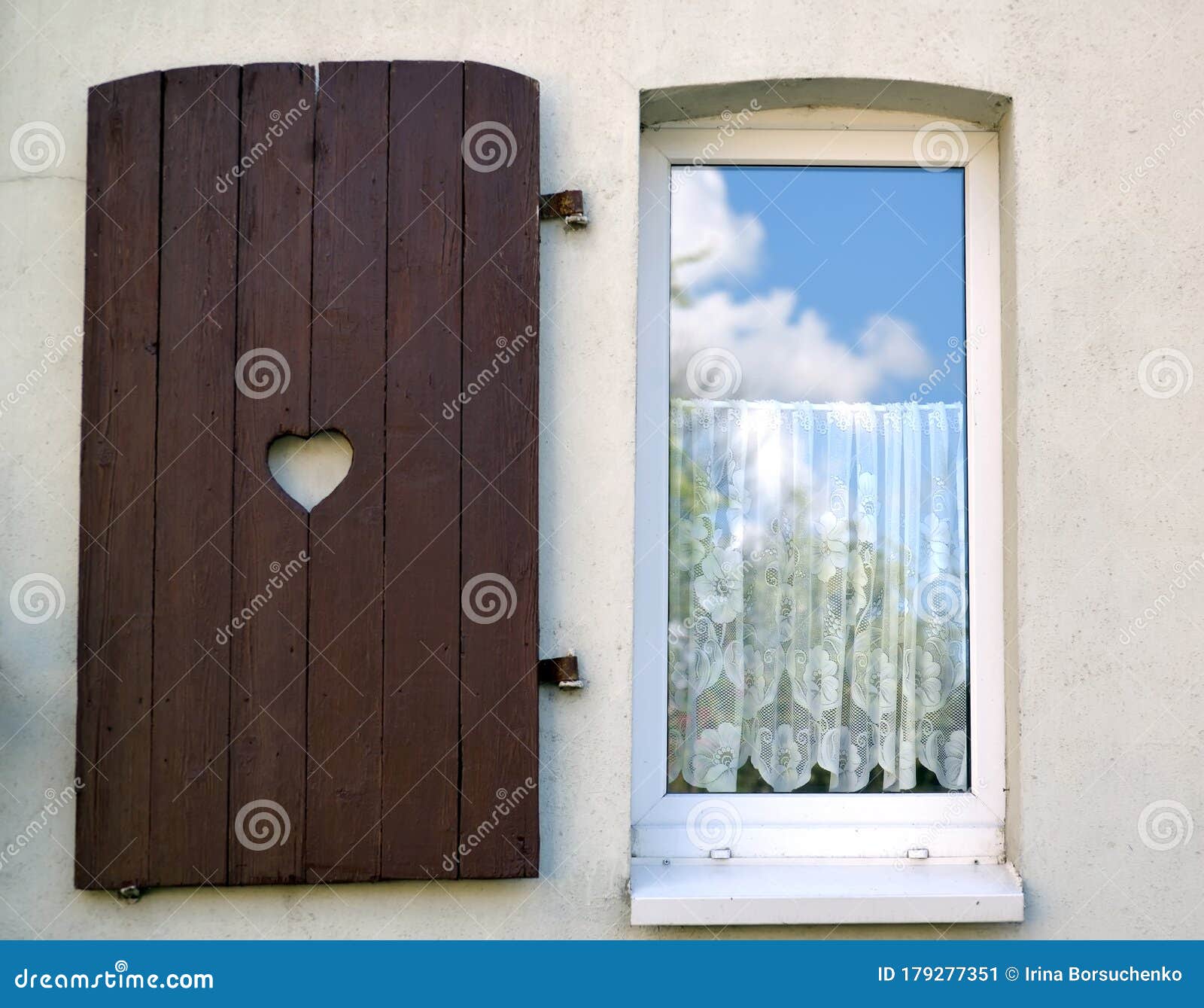 Old Wooden Shutters and Modern Glazing in Window Opening Stock Image ...