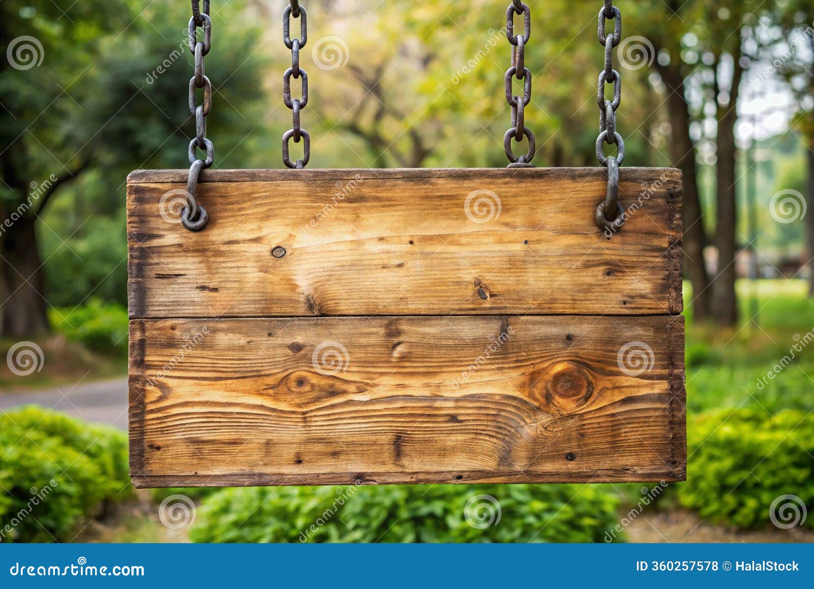 Old Wooden Sign Board on Chains Stock Illustration - Illustration of ...