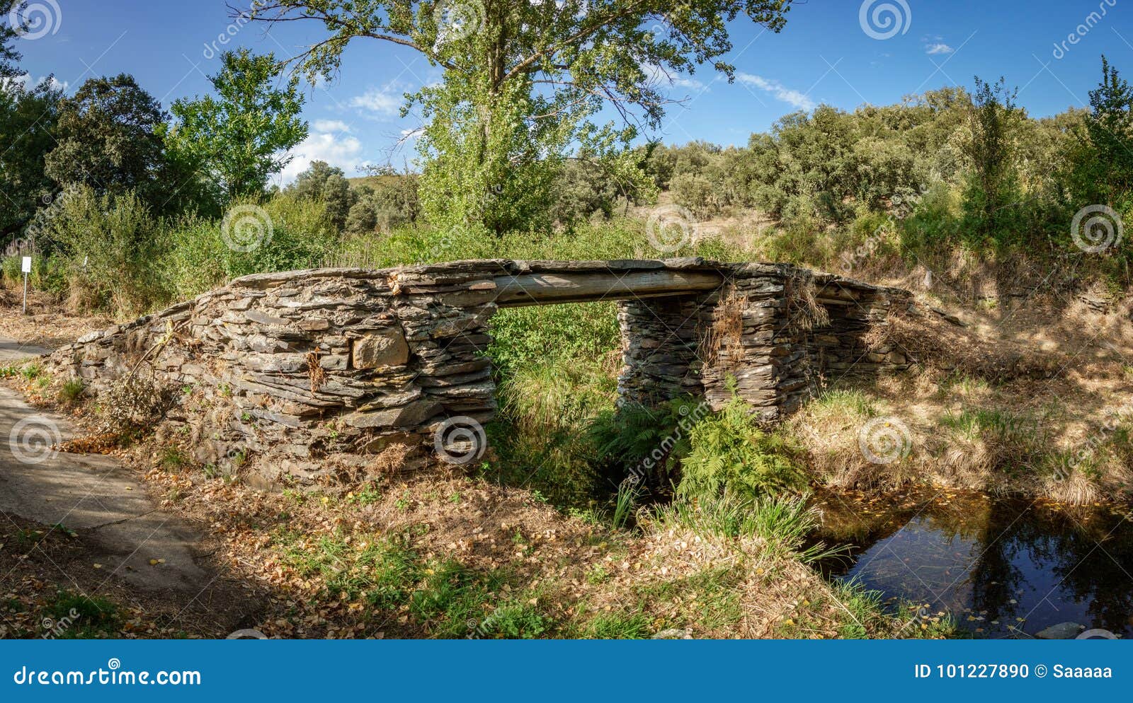 Old Wooden and Slate Bridge, Side View Stock Photo - Image of fern ...
