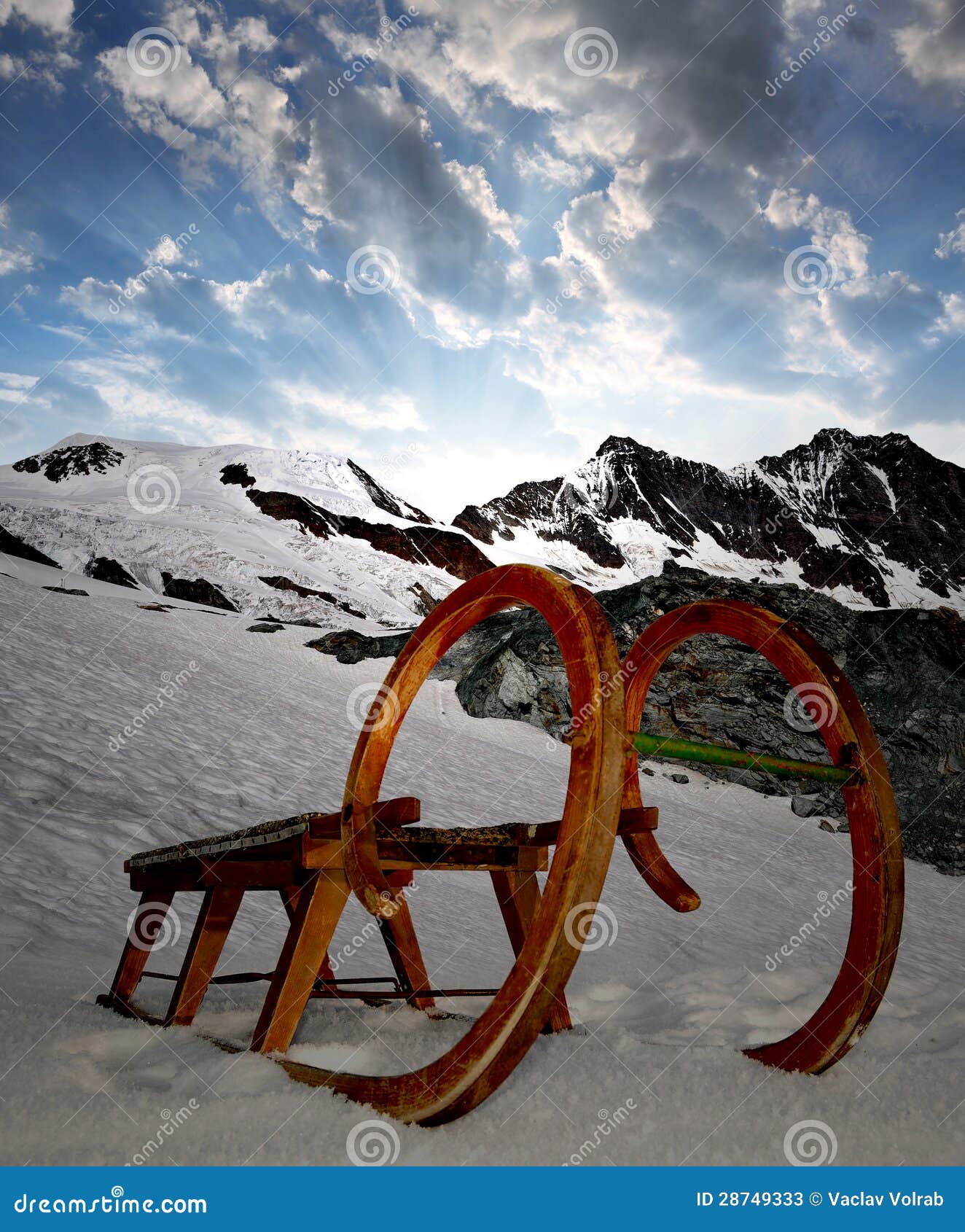 Old wooden sledge stock image. Image of sunrise, sunset - 28749333
