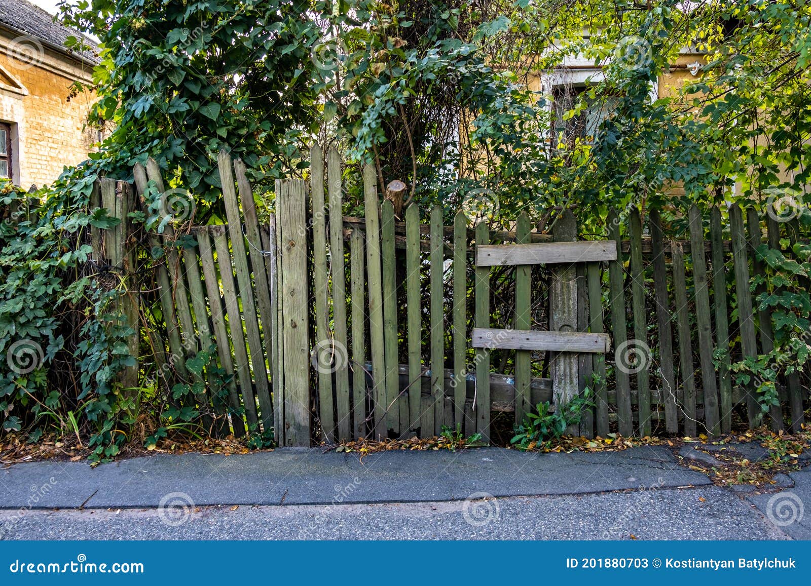 Old Wooden Small Gate in the Natural Greenery in Front of the House ...