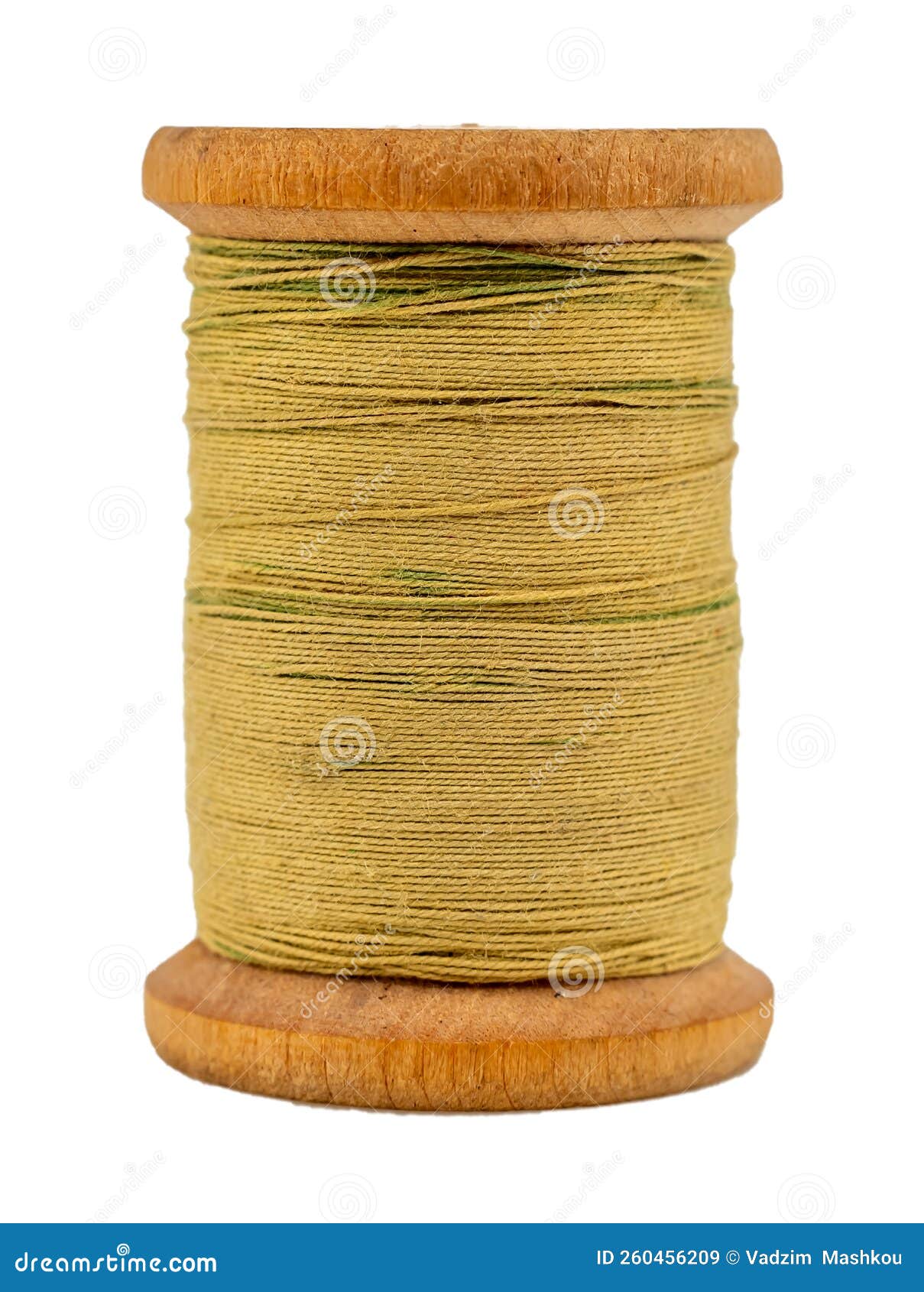 Old Wooden Spool of Thread for Sewing Close-up. Threads on a White ...