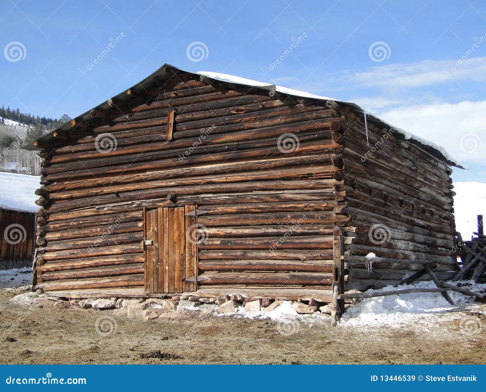 Old Wooden Stable in Winter Snow Stock Image - Image of ranch, farm ...
