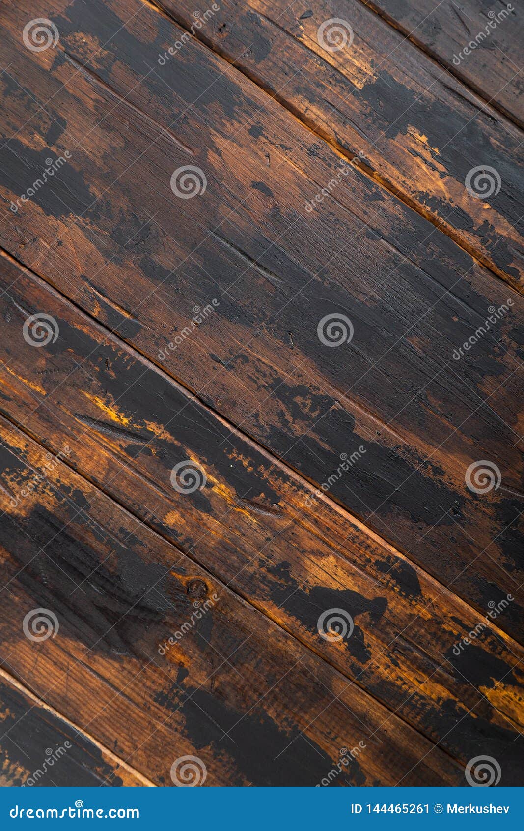 Old Wooden Surface Background, Scuffed Boards with Black Paint Stains ...