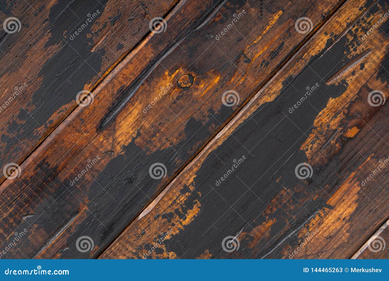 Old Wooden Surface Background, Scuffed Boards with Black Paint Stains ...