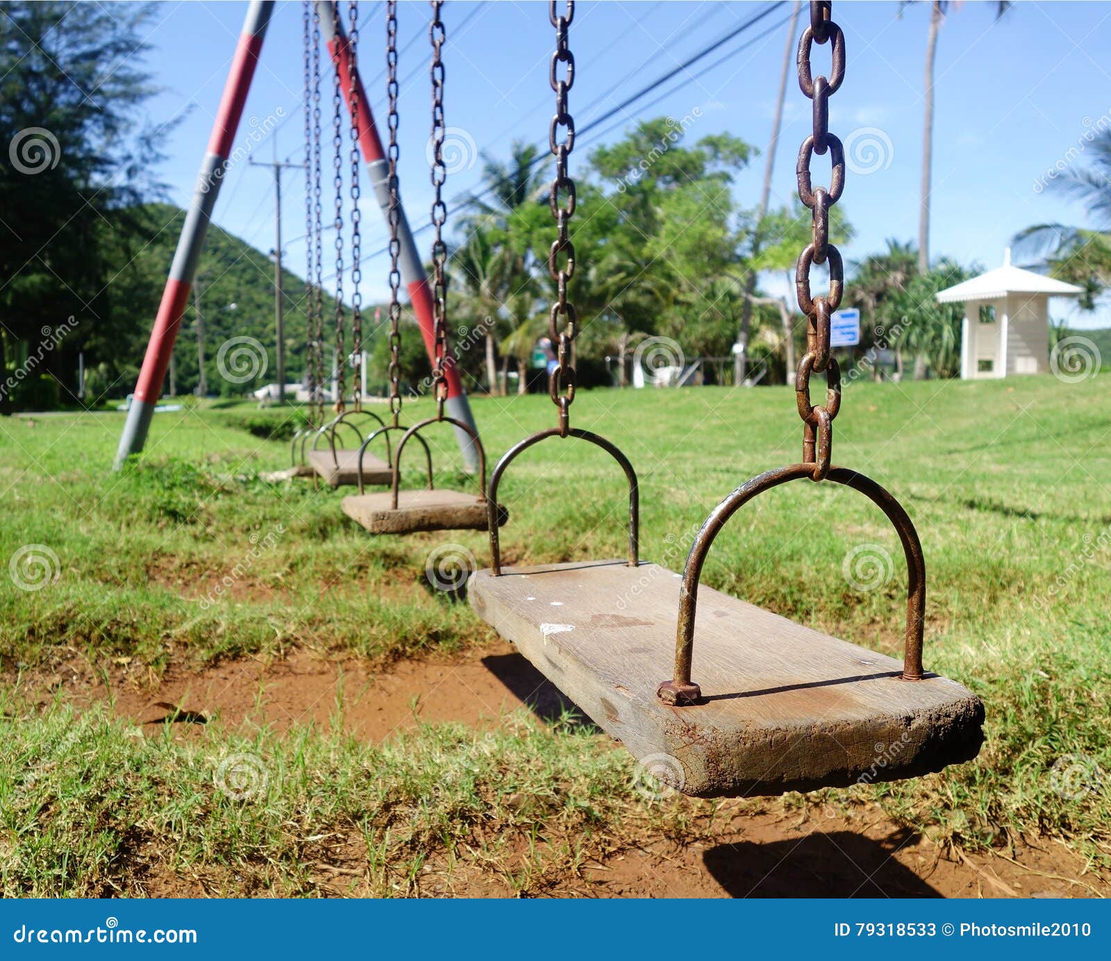 Old wooden swings stock image. Image of chain, wooden - 79318533