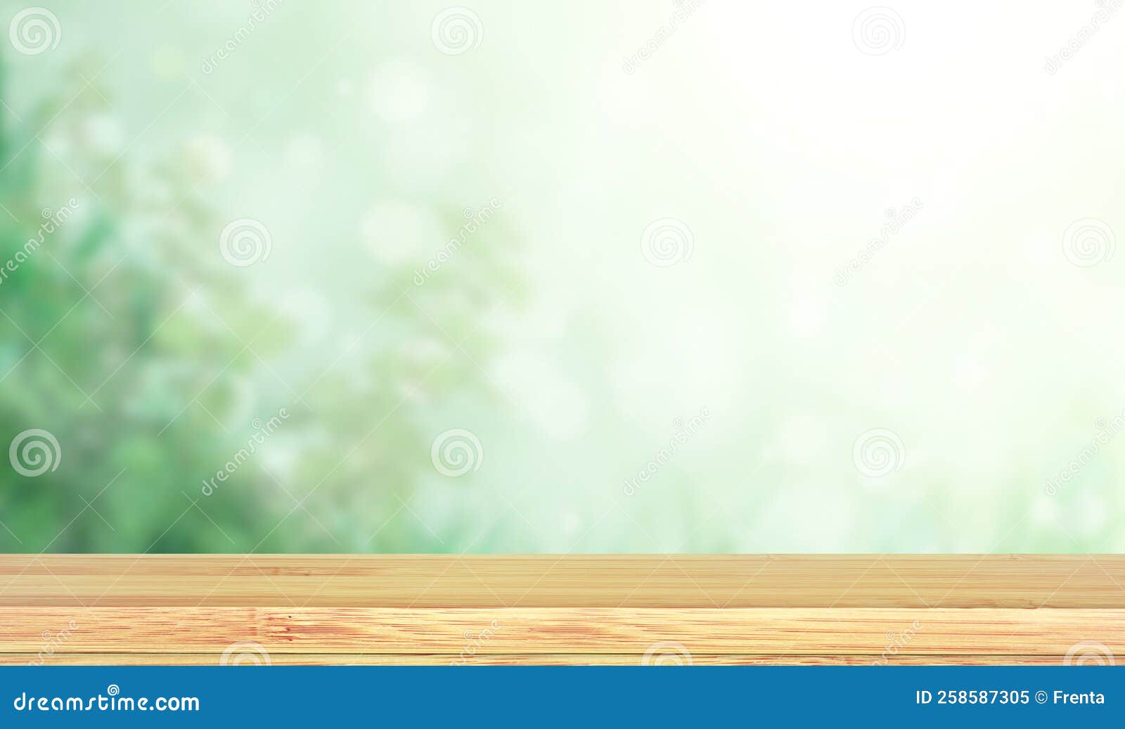 Old Wooden Table and Abstract Green Background. Empty Wooden Table Top ...