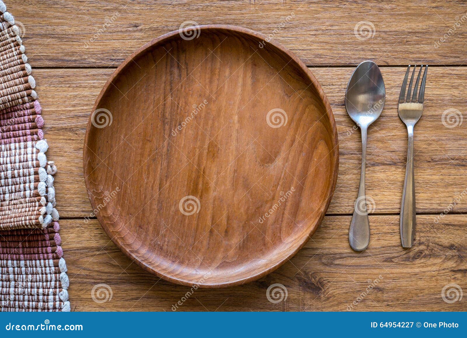 Old Wooden Table with Empty Plate on a Wooden Table and Copyspace Stock ...