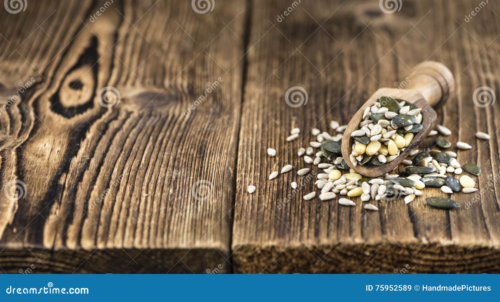 Old Wooden Table with Mixed Seeds (selective Focus) Stock Image - Image ...