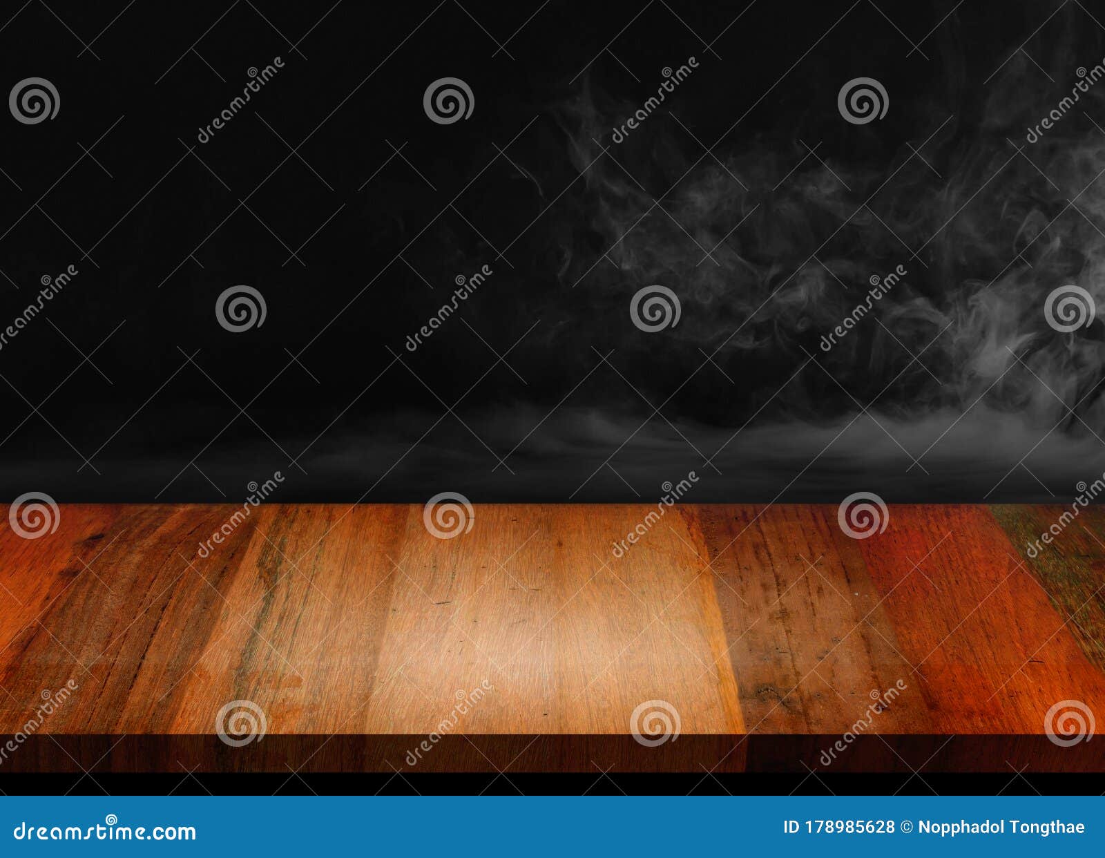 Old Wooden Table with Smoke in a Black Background Stock Photo - Image ...