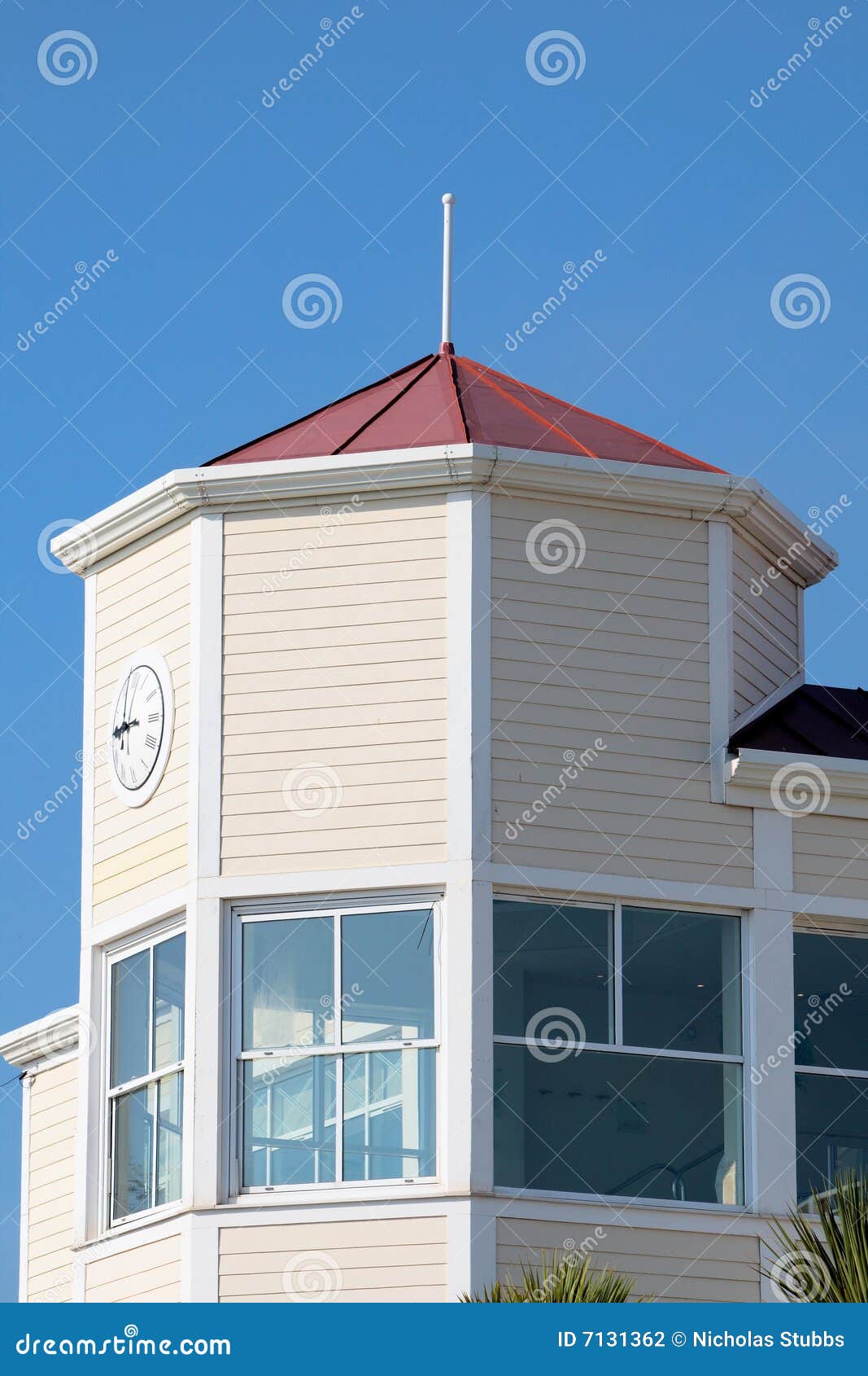 Old Wooden Tower with Windows and a Clock Stock Photo - Image of wood ...