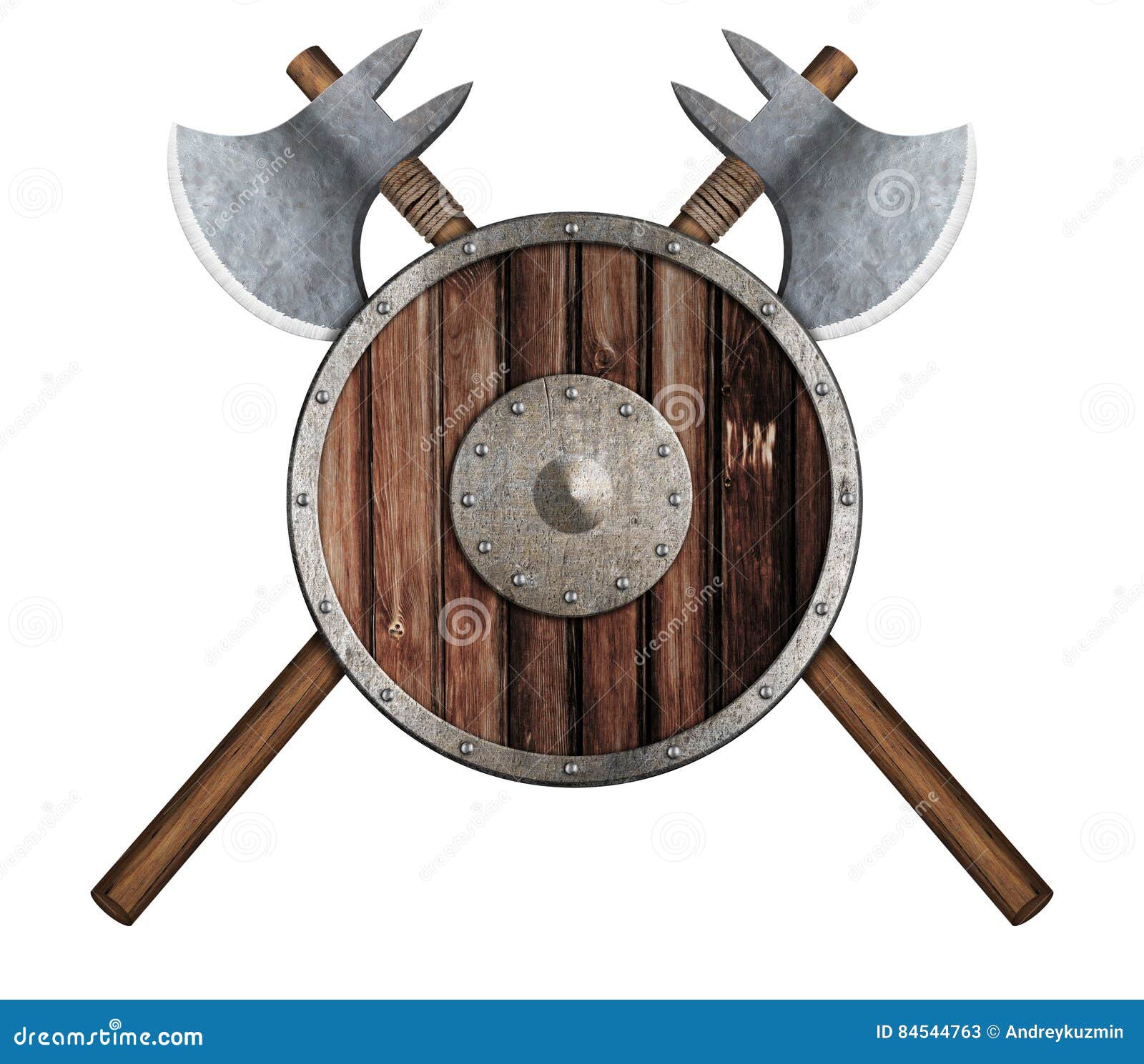 Old Wooden Vikings` Shield and Two Crossed Axes Stock Image - Image of ...