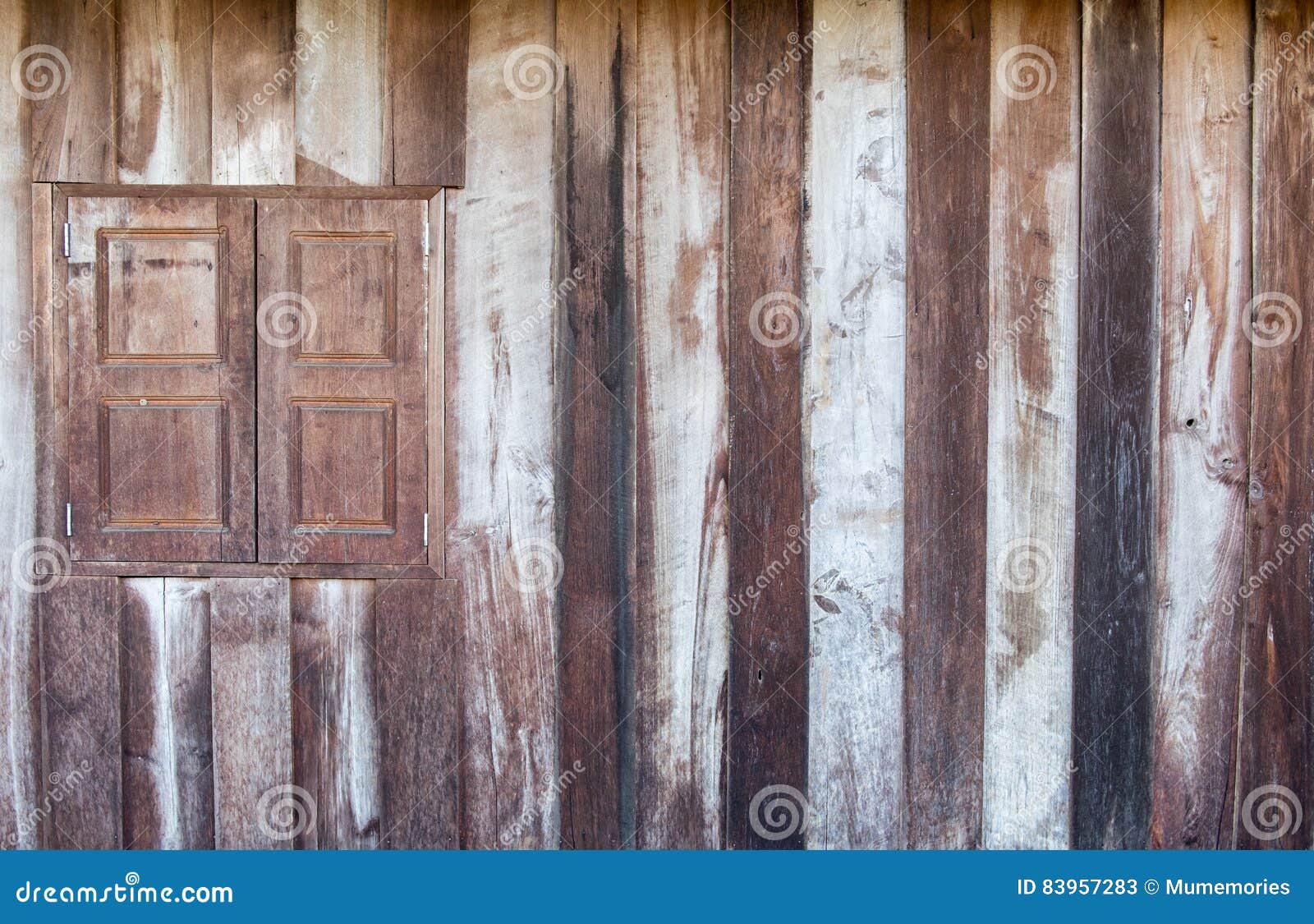 Old Wooden Wall and Close Window Stock Image - Image of country, plank ...