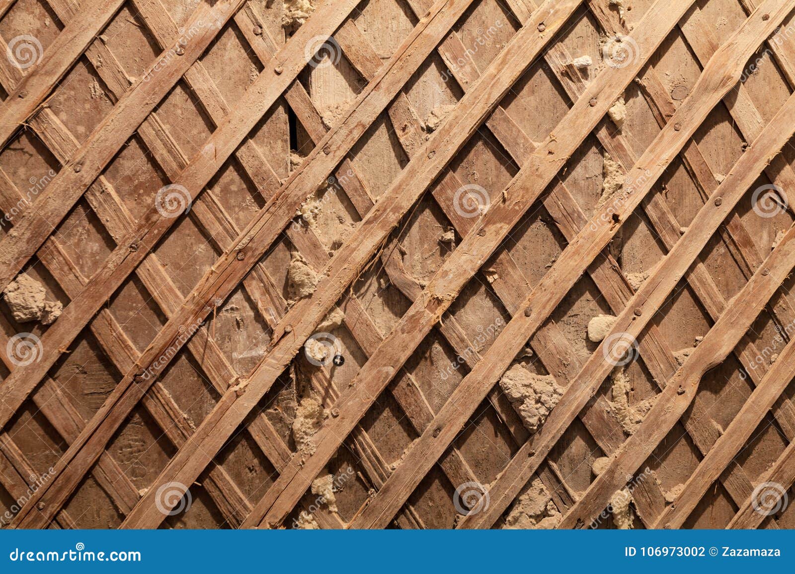 The Old Wooden Wall for Plastering Stock Photo - Image of plank ...