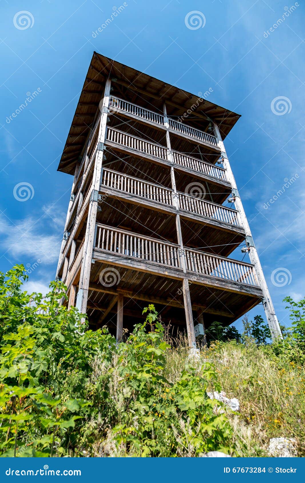 Old wooden watchtower stock photo. Image of forest, platform - 67673284