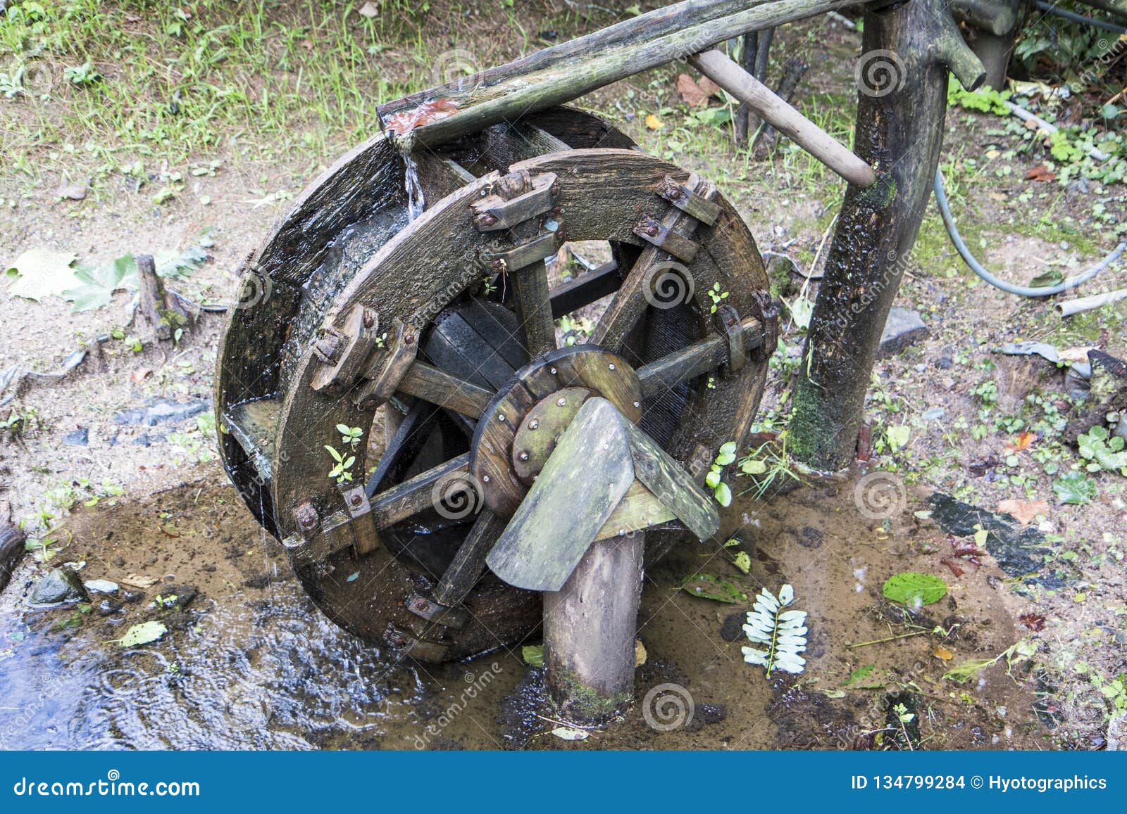 Old Wooden Waterwheel in the Forest Stock Photo - Image of mill ...