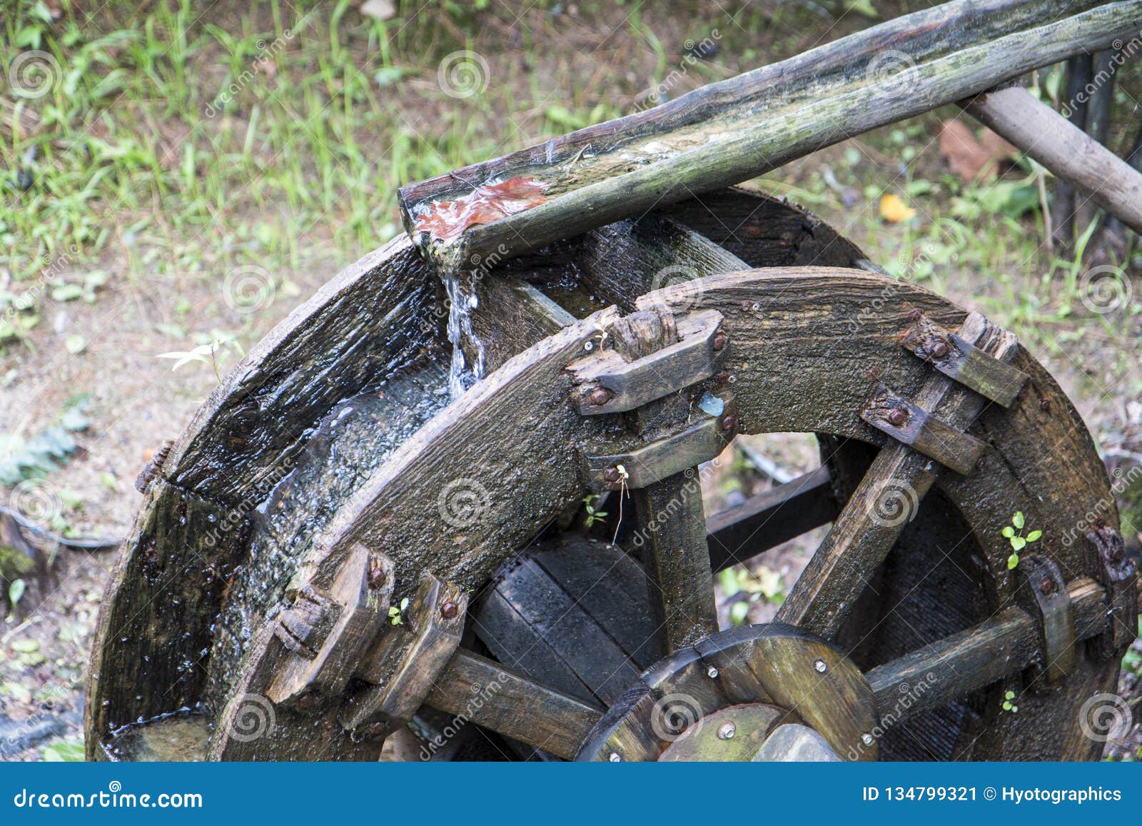 Old Wooden Waterwheel in the Forest Stock Image - Image of gear ...